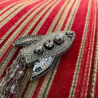 Embroidered UFO, Alien Brooch, Beaded Brooch, Flying Object, Alien ...