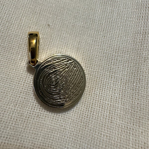 Fingerprint Necklace Gold, Round Fingerprint Engraved Jewelry, Gold ...