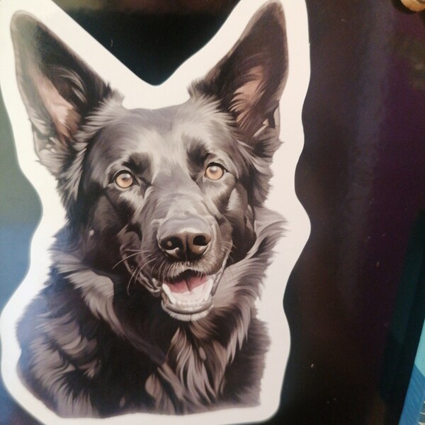 Striking Black German Shepherd Vinyl Sticker: Bold and Durable for All ...