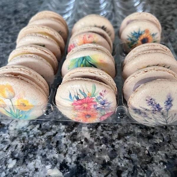 French Macarons Spring Flowers - Choose Your Flavors - Spring, Lavender, Tulip Flowers Macarons ...