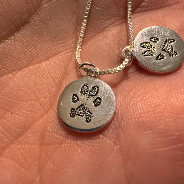 Paw Print Necklace • Pet Lover Gift • Your Actual Pet Paw Print ...