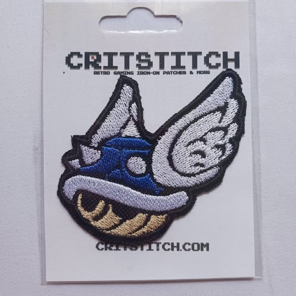 Blue Shell - Mario Kart - Iron on Patch - Shiny Metallic Embroidered ...