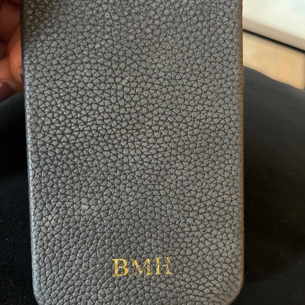Personalized Pebble Leather iPhone Case: Embossed Initial Monogram - Etsy