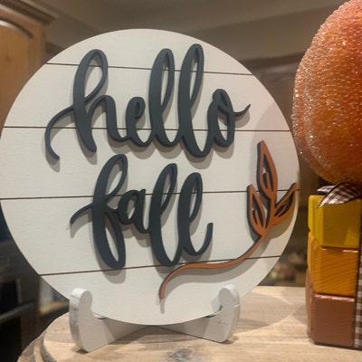 Hello Fall Tier Tray Fall 3D Mini Signs Pumpkin Fall Decor Seasonal ...