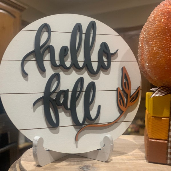Hello Fall Tier Tray - Fall 3D Mini Signs - Pumpkin - Fall Decor ...