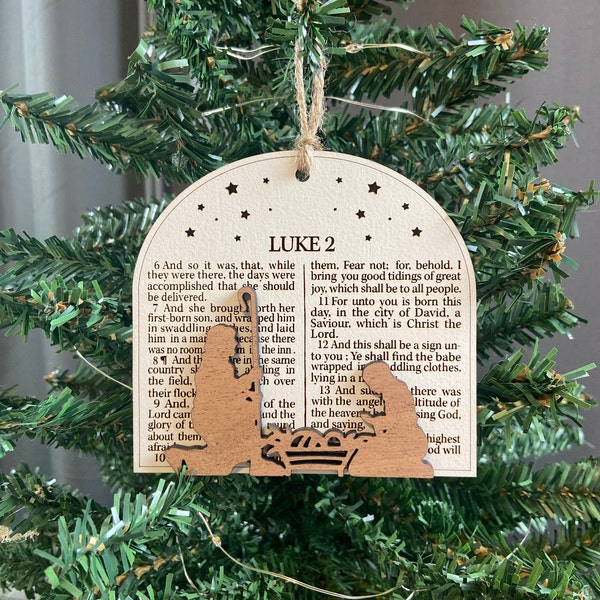 Stunning Luke 2 Bible Scripture Verses Nativity Christmas Ornament ...