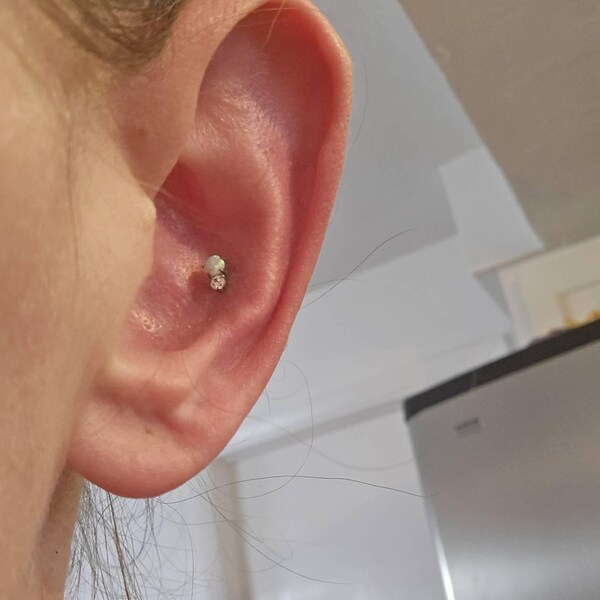 Titanium Vertical Dangle Hidden Helix Piercing, Threaded Flat Back Stud ...