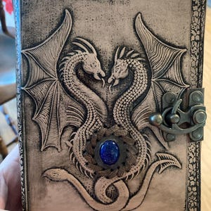 Blue Floral Embossed Leather Journal 4 Paper Choices Wrap Around Design ...