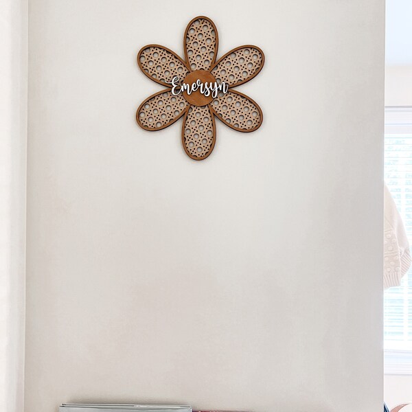 11” Rattan Daisy, Boho Daisy, Nursery Sign, Farmhouse Style ...