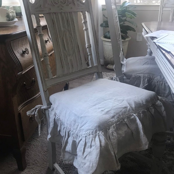 Linen Chair Cushion Cover in Natural for Windsor Spindle Rocking Chair ...