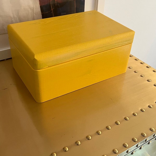 Large Pink Wooden Storage Box With Hinged Lid 11.8 X 7.87 X 5.51 in / 0 ...