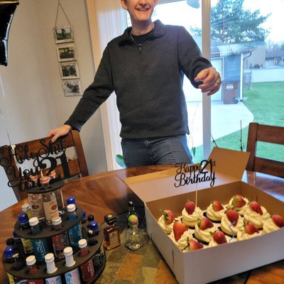 3 Tier Shot Cake, 21st Birthday Gift, Mini Liquor Bottle Stand, Funny ...