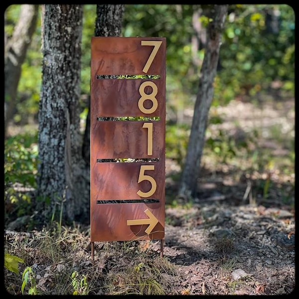 Enfield XL Address Yard Sign: 6" Aluminum Numbers, Vertical Yard Plaque ...