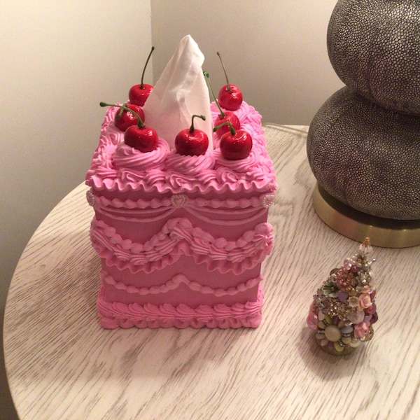 Pink Cake Tissue Box Cover - Etsy