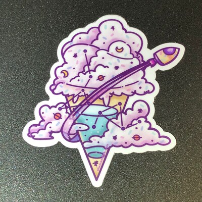 Space Ice Cream Vinyl Sticker - Etsy