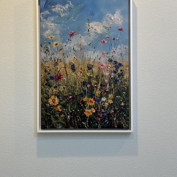 Spring Wildflowers Field Framed Wall Art, Vintage Floral Wall Decor ...