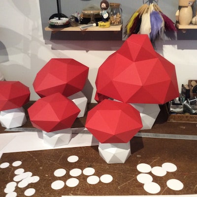 Mushrooms 3D Papercraft PDF, SVG Template for DIY Low Poly Mushroom ...