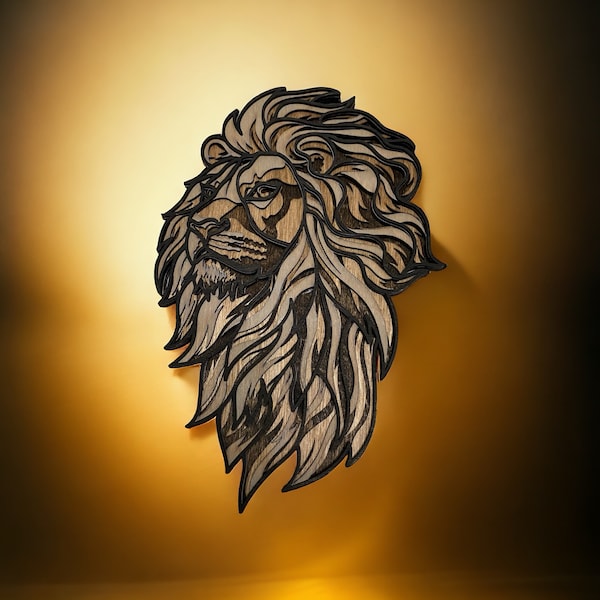 Multilayer Lion Laser Cut File 3D Layered Safari Laser Cut Dxf Dwg Lion ...