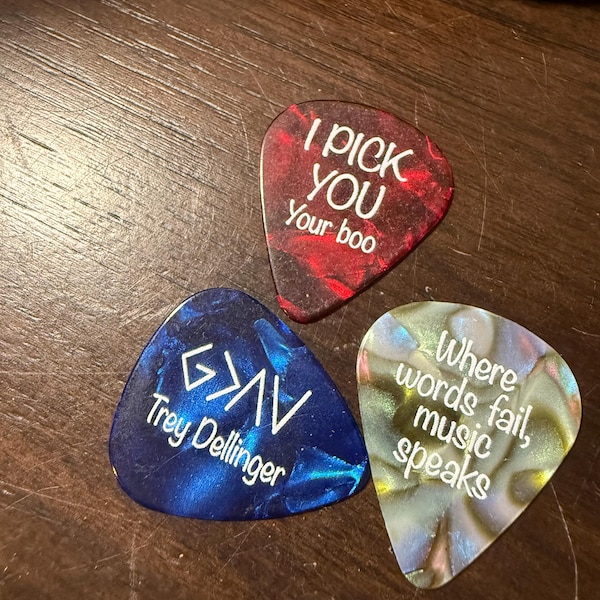 Personalized Celluloid Guitar Pick, One Pick, One Side Printed, Custom ...