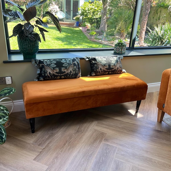 Safar Plain Upholstered Velvet Bench With Storage, End of Bed Bench ...