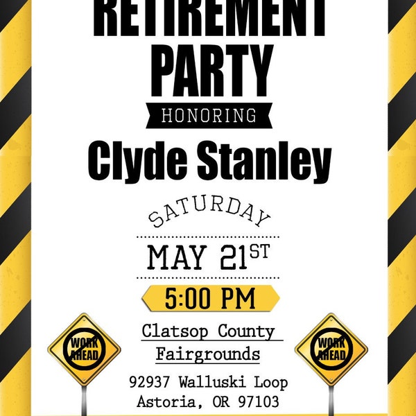 Construction Retirement Invitation - Etsy
