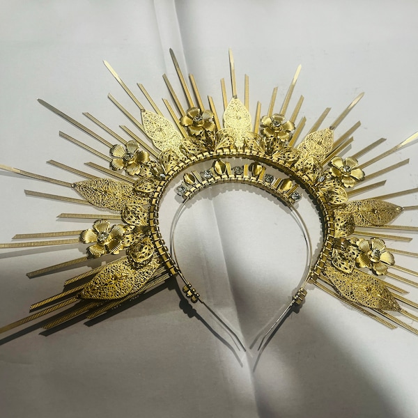 Halo Crown, Sunburst Crown, Goddess Crown, Gold Halo, Halo Headpiece ...