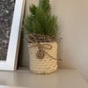 Mini Farmhouse Faux Christmas Tree Crochet Planter Sweater Cozy Winter ...