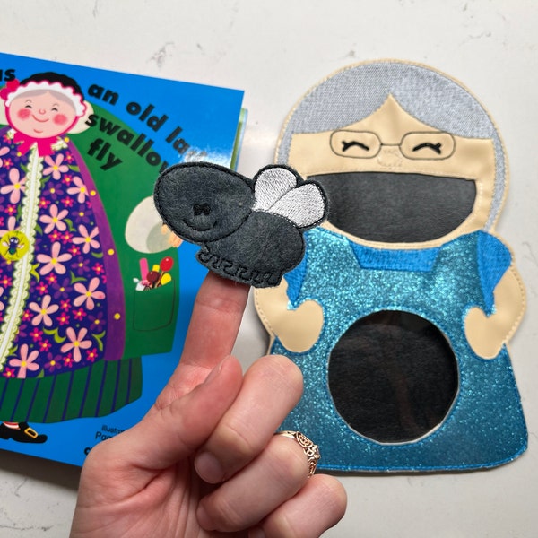 Old Lady Who Swallowed a Fly Puppets - Lady Plus 9, or 18 Finger Puppet ...