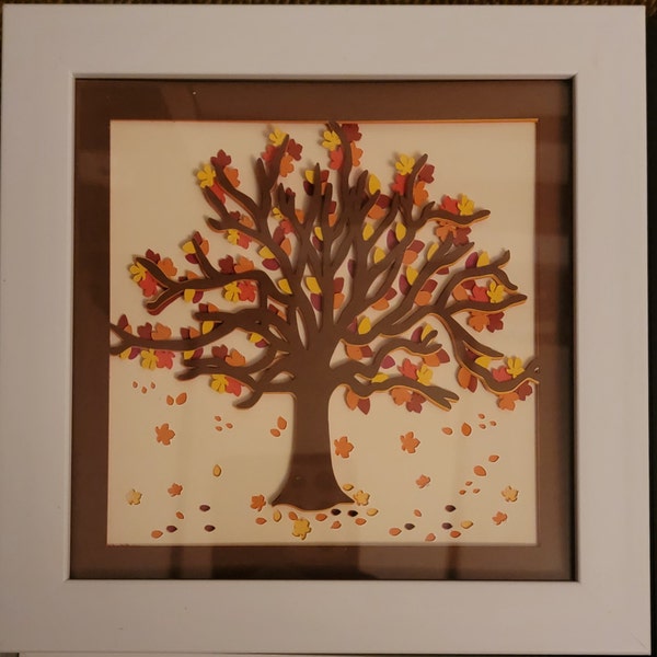 FALL TREE 3D Box Paper Cut Thanks Giving Light Box Svg, Autumn Shadow ...