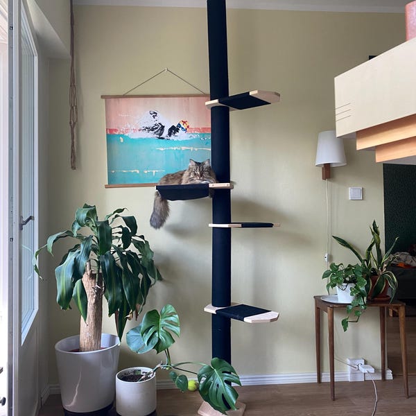 Modern Climber Cat Tree With Hammock, Floor to Ceiling Cat Tree Tower ...