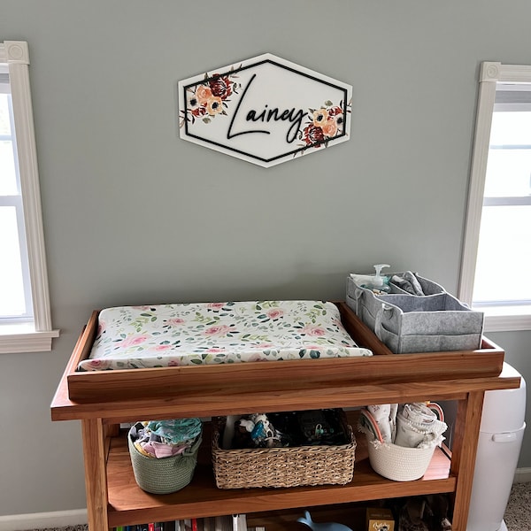 Floral Nursery Name Sign: Custom Wood Baby Girl Decor - Etsy
