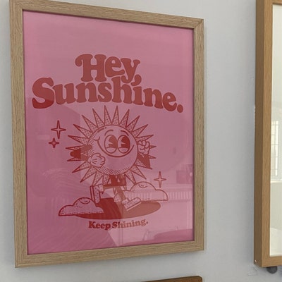 Pink Sun Retro Wall Art, Retro Quote Wall Print, Valentines Day Gifts ...