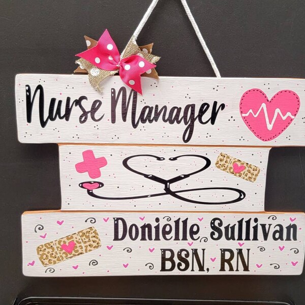 1 PIECE SIGN Nurse Sign Wall Art Door Hanger Plaque Wood Wooden ...