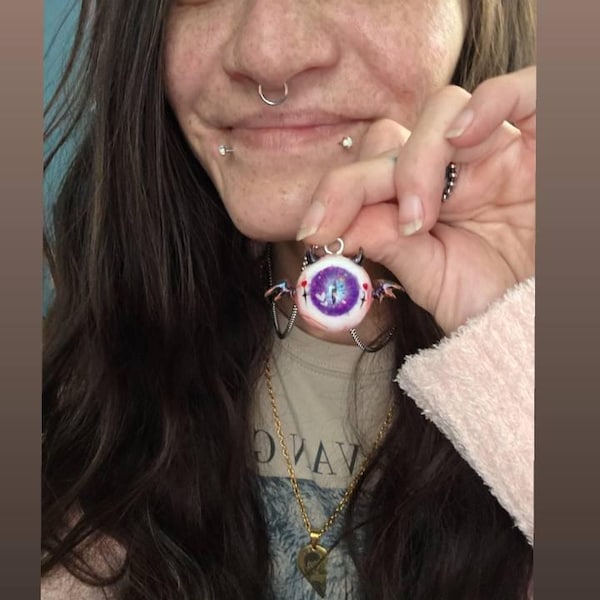 Handcrafted Resin Purple Devil Eyeball Jewelry - Eyeball Necklace ...