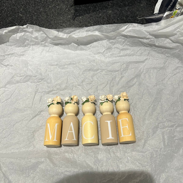 Personalised Peg Doll | Pink | New Born Gift | Shelf Decor | Nursery ...