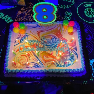 Heart Birthday Cake Topper, Custom Age Neon Party Decor, Red Glitter ...