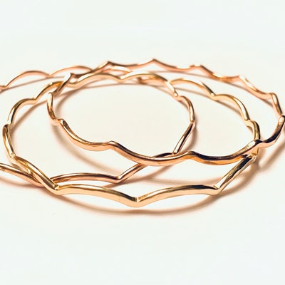 Wave Bangle, Beach Bangle, Beachy Jewelry, Wavy Bangles, Gifts for ...