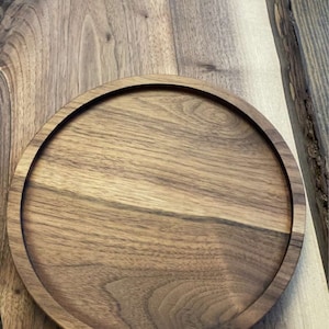 Round Wood Tray / Black Walnut / Shallow Circle Catchall Valet Tray - Etsy