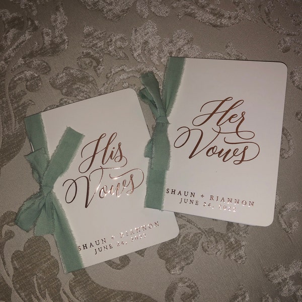 Personalized Wedding Vow Booklets, Matching Vow Books, Custom Wedding ...