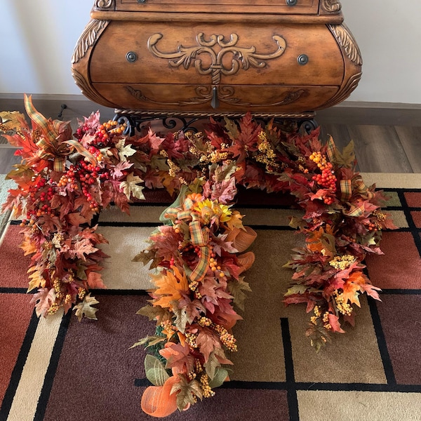 Fall Swag, Autumn Front Door Swag Wreath, Teardrop Wall Hanging ...