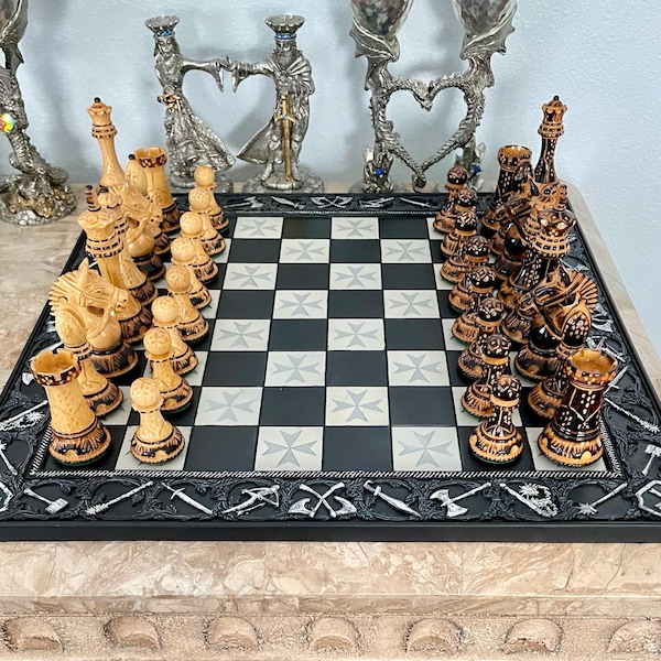 Camel Bone Chess Set Dome King 3.5 Hand Carved Unique Collector Vintage ...