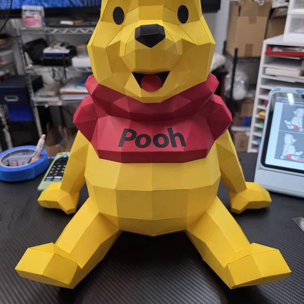 Papercraft Pooh Bear PDF, 3D SVG Cricut Template for Creating 3D Pooh ...