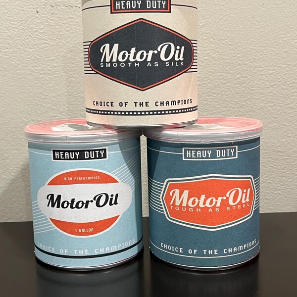 Vintage Classic Car Oil Can Label Wraps, Birthday Party Decor (digital ...