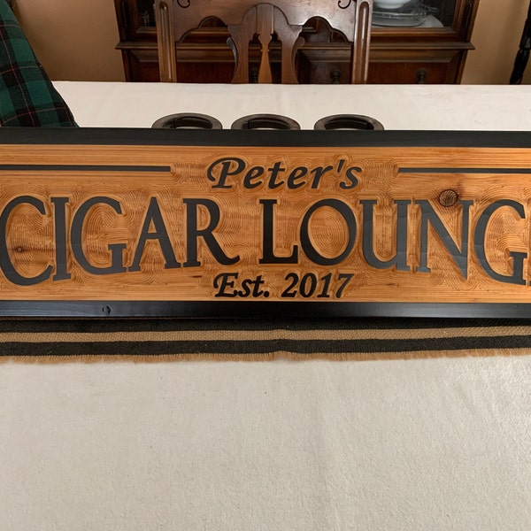 Personalized Cigar Lounge Sign / Custom Bar Sign Rustic Wedding Decor ...