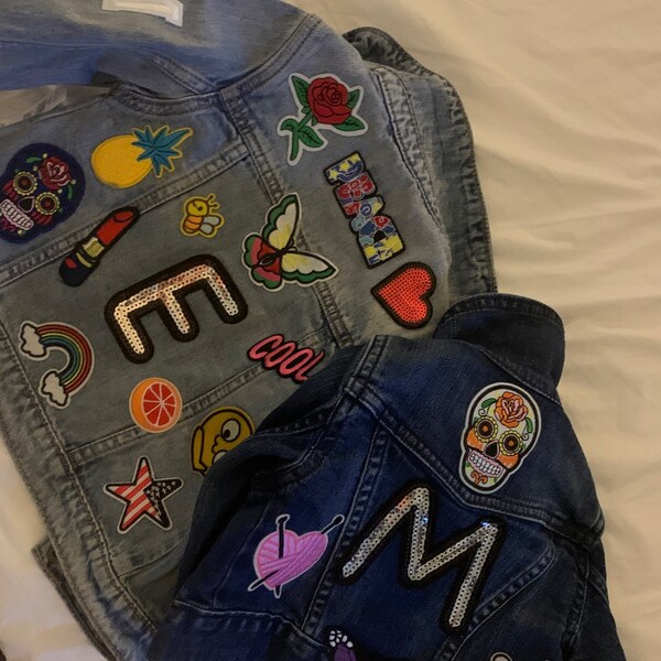 NAME ONLY - Custom Jean Jacket W/ Letter Patches (unlimited Letters ...