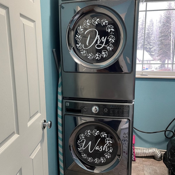 Wash Dry Vinyl Decals, Floral Wreath Laundry Room Decor - Etsy