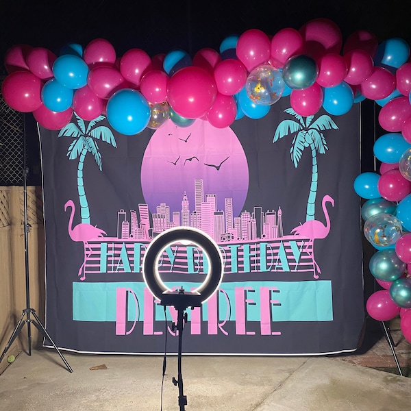 Miami Vice Backdrop Banner, Custom Miami Vice, 80s Party Backdrop, 80s ...