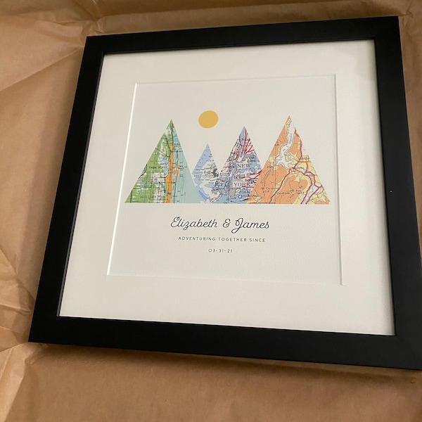 Adventure Together® Map Mountain Art Print Personalized Wedding or ...