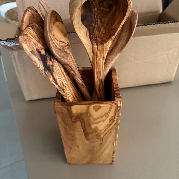 Olive Wood Utensil Set, Personalized Utensils, Engraved Utensils for ...