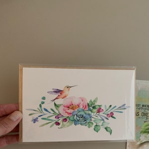 Watercolor Hummingbird Note Cards Recycled Botanical Stationerybird and ...